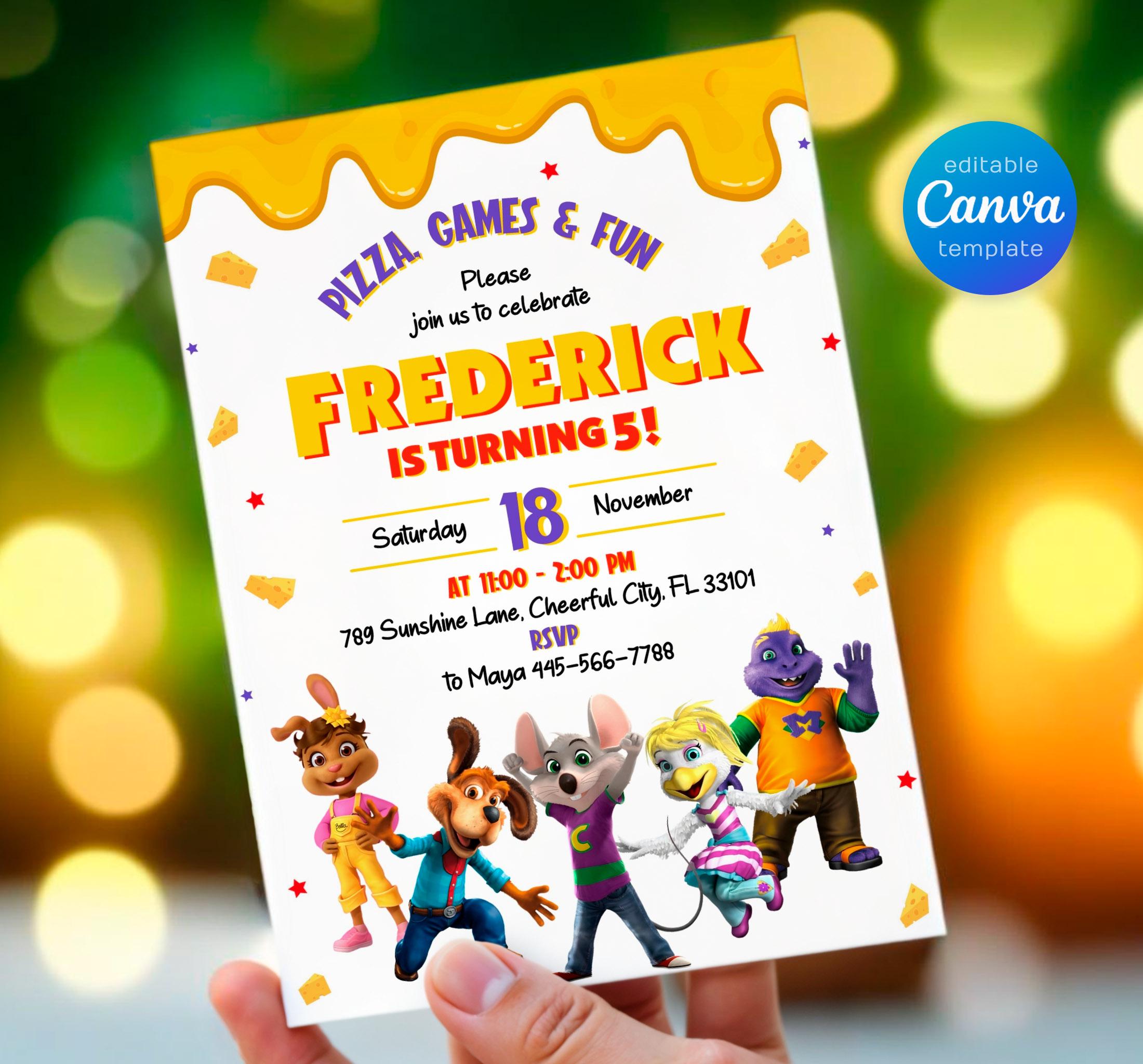 Chuck-e-cheese Editable Invitation, Printable Birthday Invite, Mouse ...