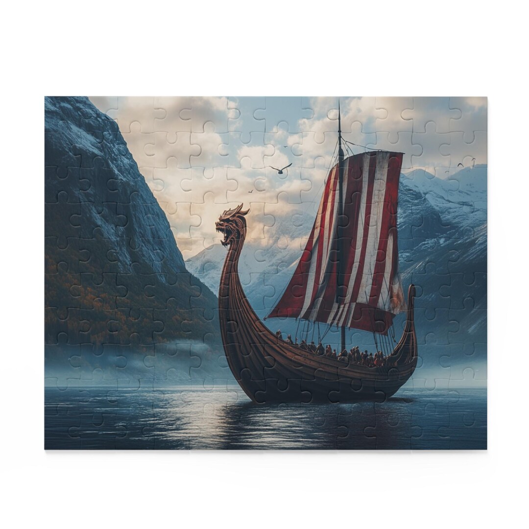 Puzzle, Viking Ship and Nordic Landscape, Jigsaw for Adults, 120 252 ...