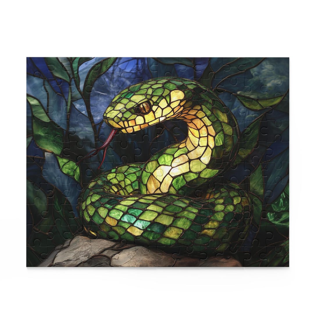 Puzzle Snake Stained Glass, Jigsaw Puzzle Gift for Puzzle Lovers ...