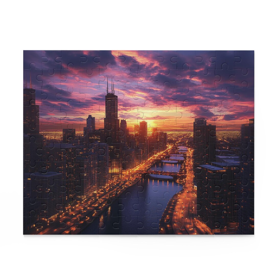 Puzzle Cityscape Chicago, Jigsaw Puzzle for Adults, Urban Landscape ...