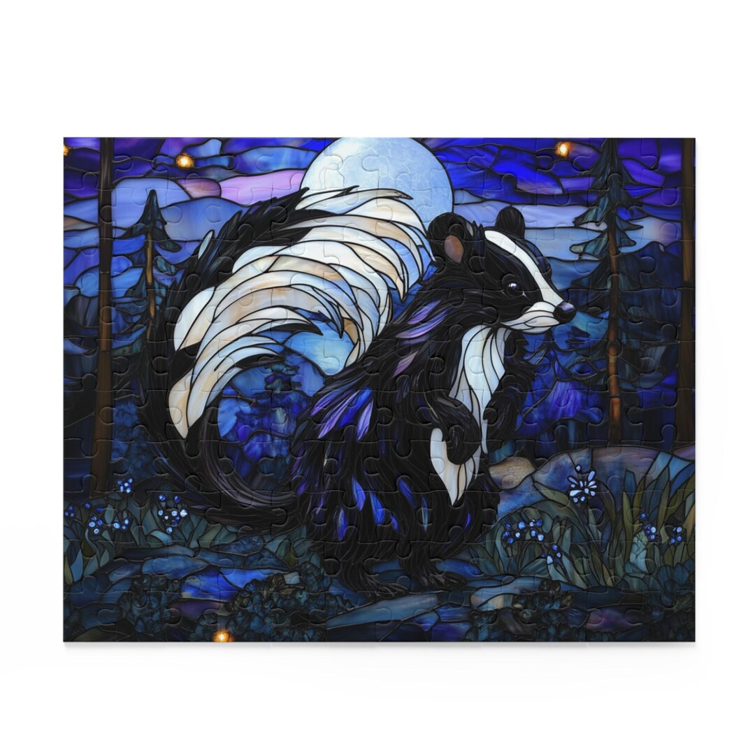 Puzzle Skunk Stained Glass, 120 252 500-piece Jigsaw, Fun Brain Teaser ...
