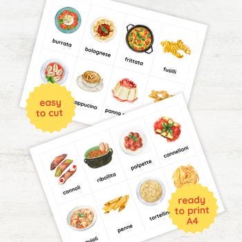 32 ITALIAN FOOD Flash Cards | Gastronomy Culinary Traditional Local ...