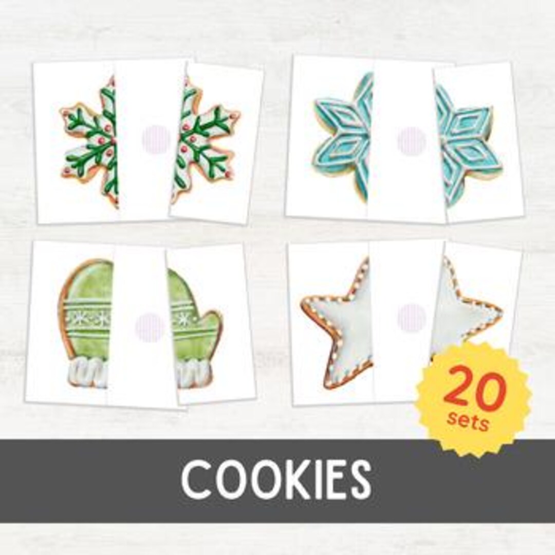 20 COOKIES Matching Puzzles | Winter Toddler Activities Homeschool ...