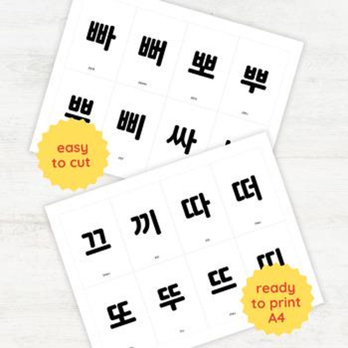 240 KOREAN SYLLABLES Flash Cards | Bilingual Hangul Alphabet Learning ...