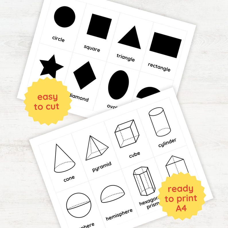 28 2D & 3D SHAPES Flash Cards | Early Math for Toddlers Montessori ...