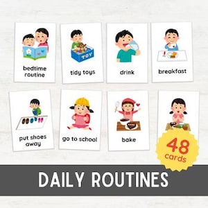 48 DAILY ROUTINES Flash Cards | About Me English Vocabulary for ...