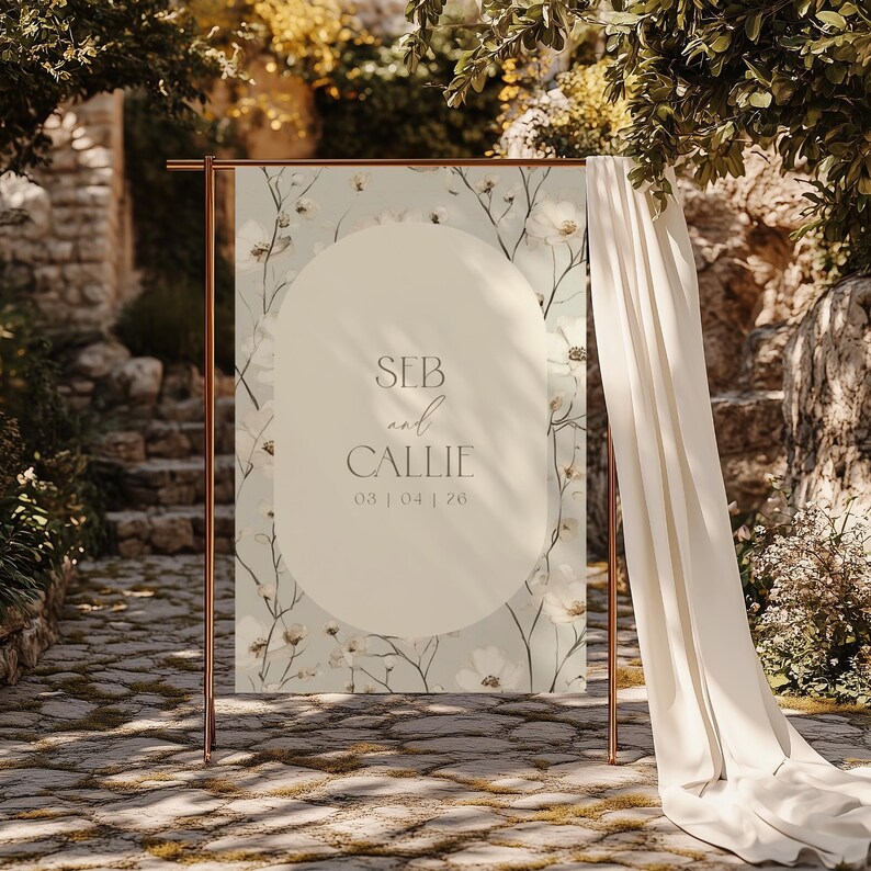 Green Vintage Floral Wedding Welcome Sign Engagement Party Decor ...