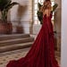 Burgundy Mermaid-style Henna Dress With French Lace and Stone ...