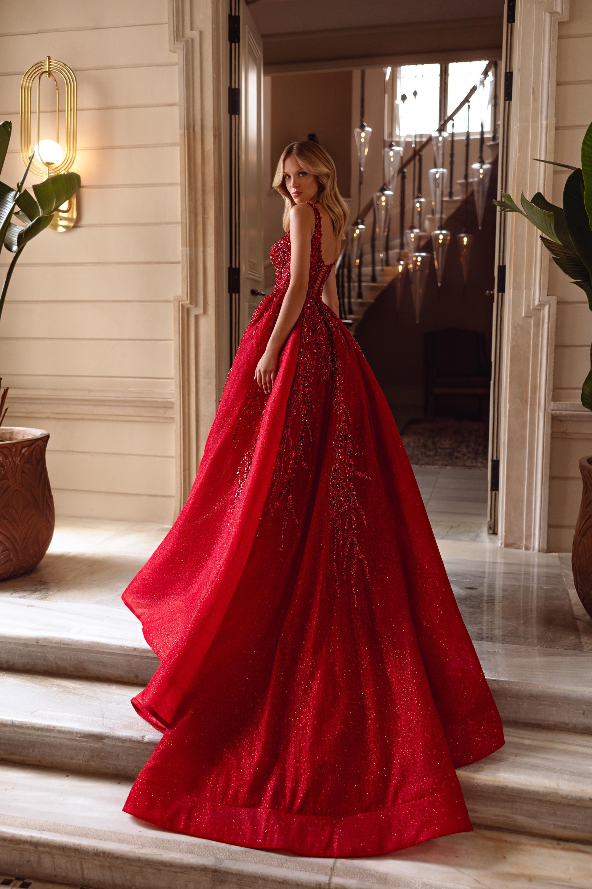 Red Henna Gown, Stone Lace, Princess Skirt, Bridal Dress - Etsy