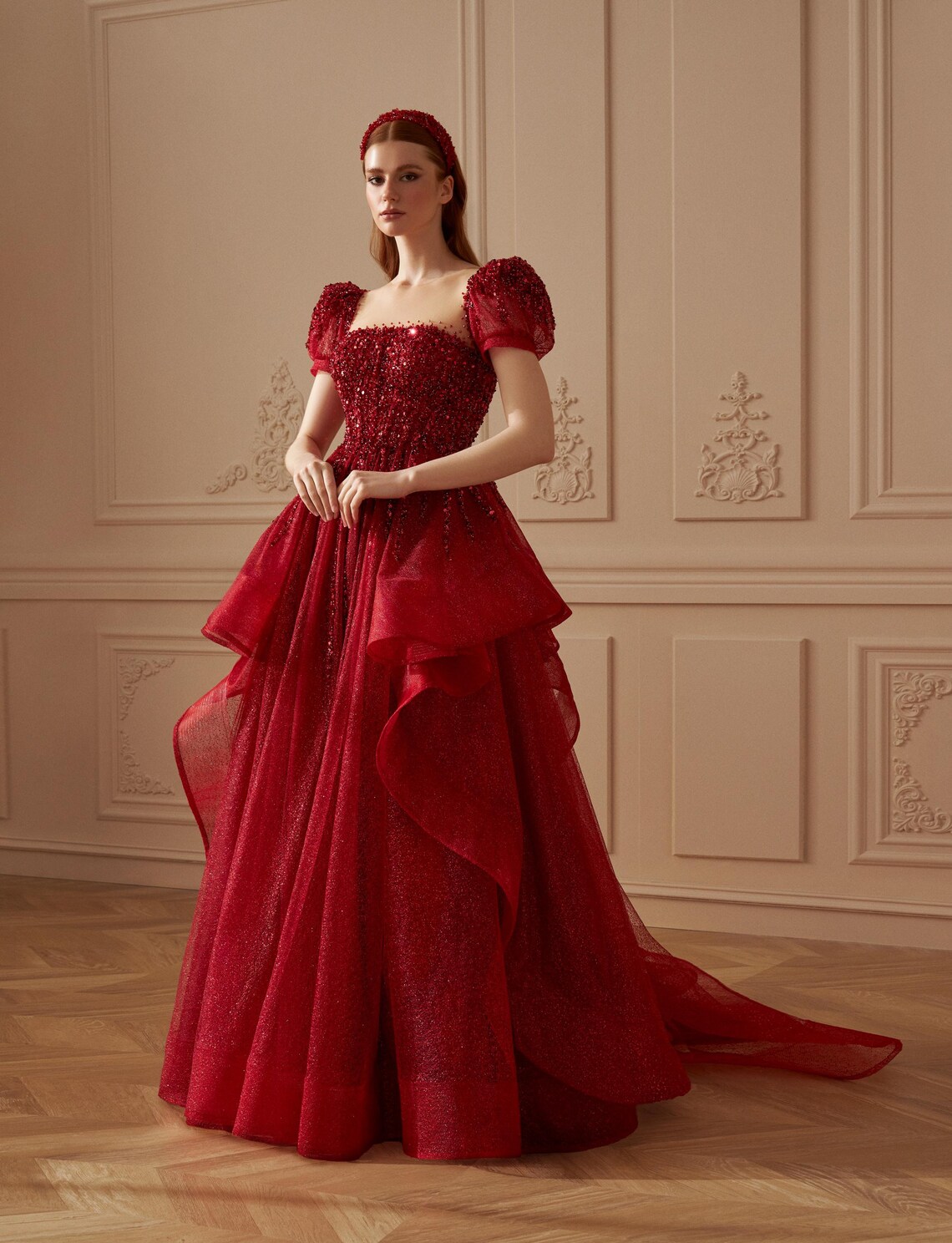 Red Henna Bridal Gown – Sparkling Stone Details, Ruffled Skirt - Etsy