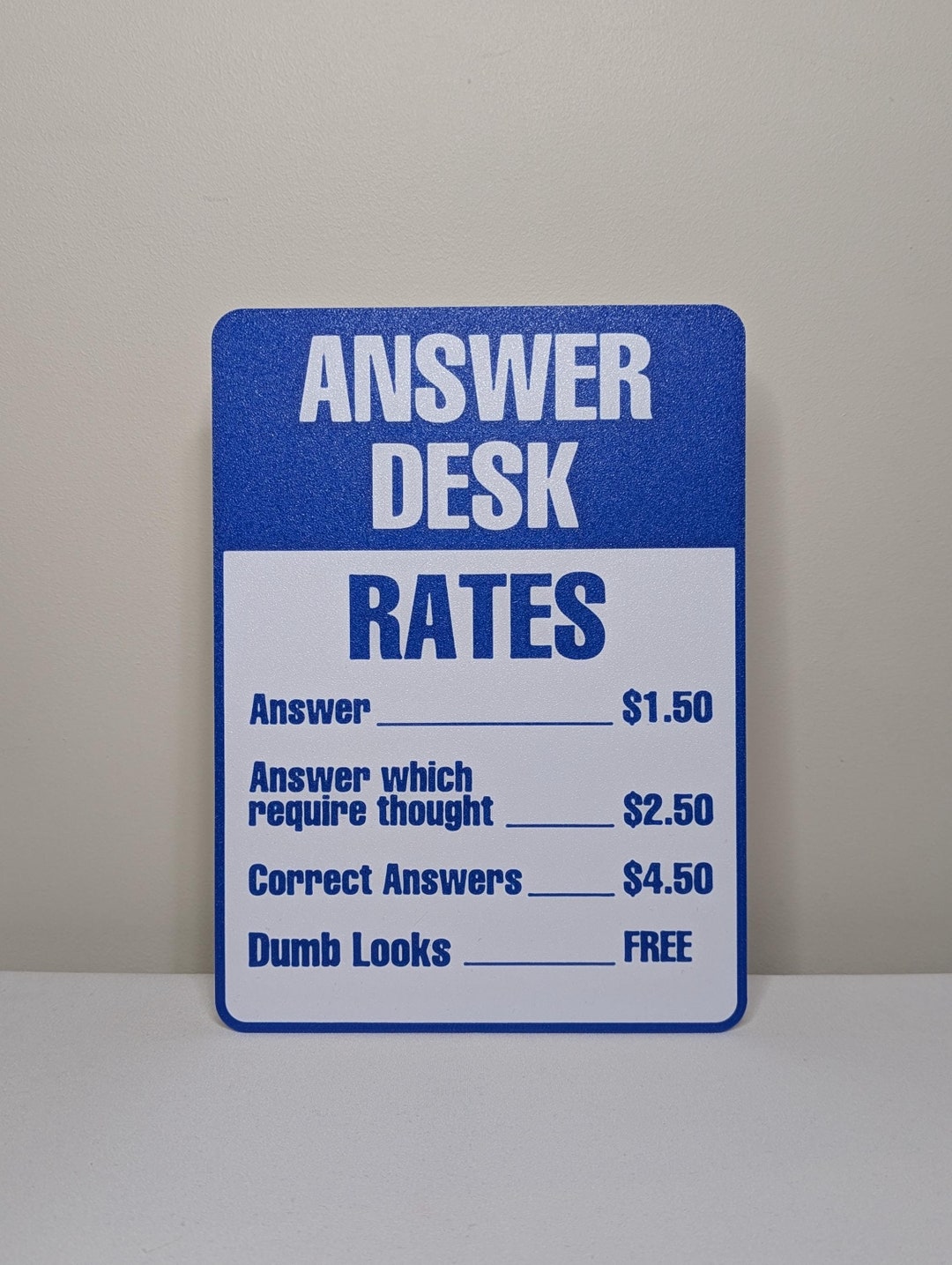 Answer Desk Rates Prices Charge Fees Reception Office Sign - Etsy