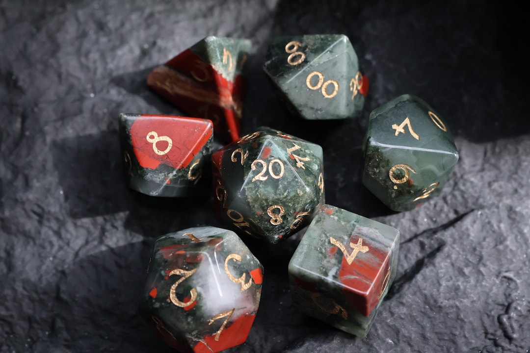 Natural Blood Stone Mindful Soul DND Dice Set - Etsy