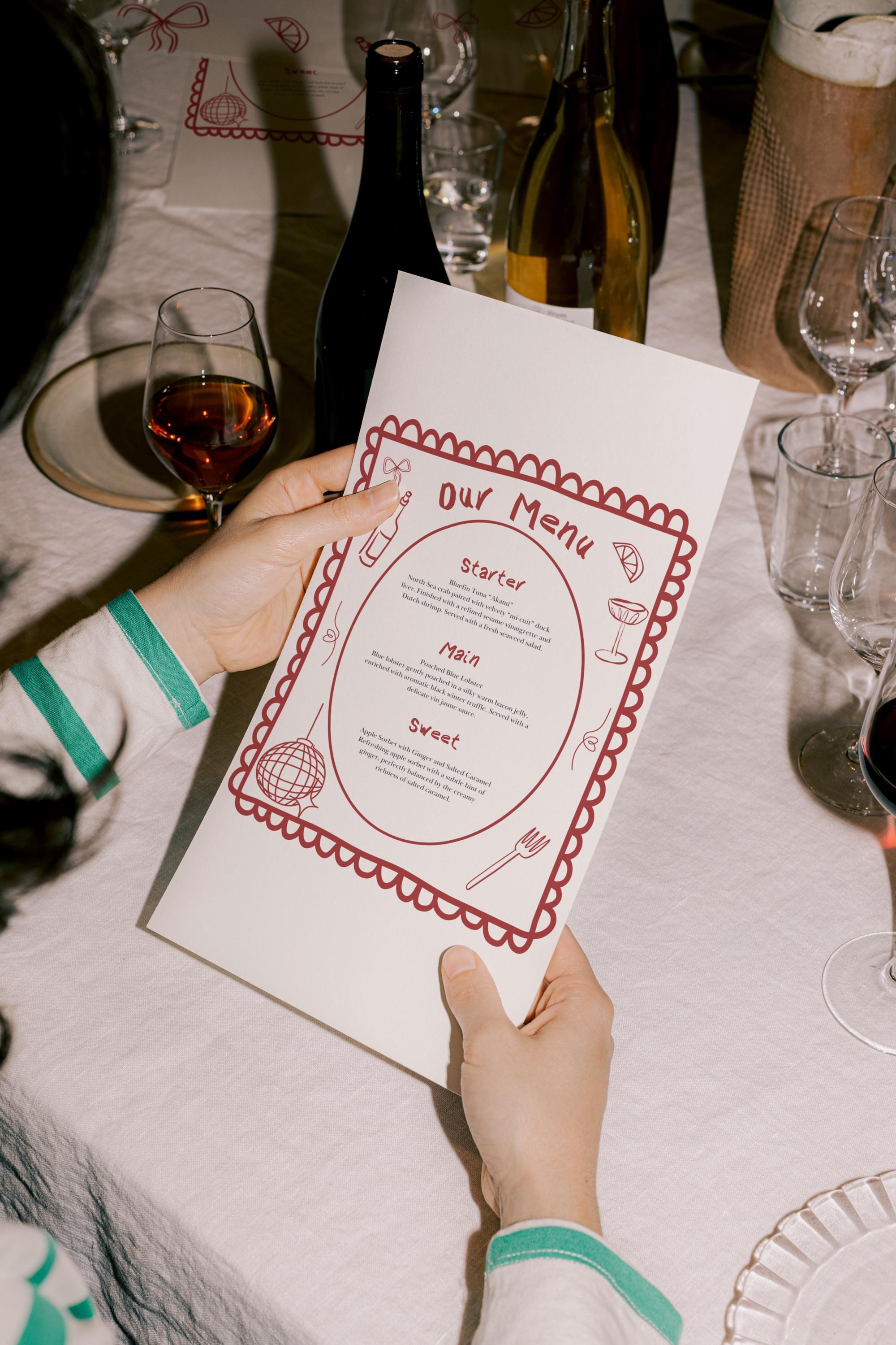 Menu and Place Card Template Hand Illustrated, Scribble Illustration ...