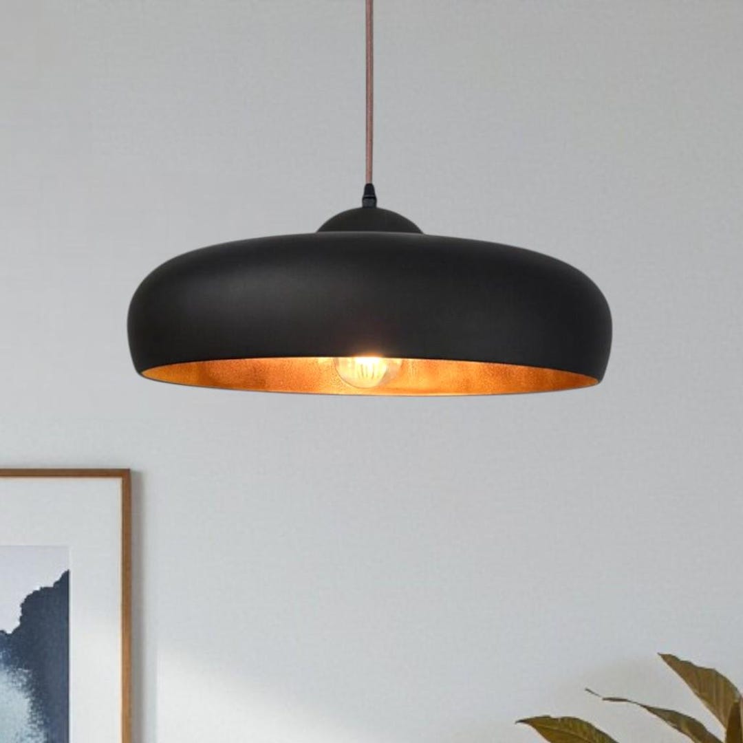 Modern Matte Black Pendant Light, Round Dome Ceiling Lamp for Kitchen ...