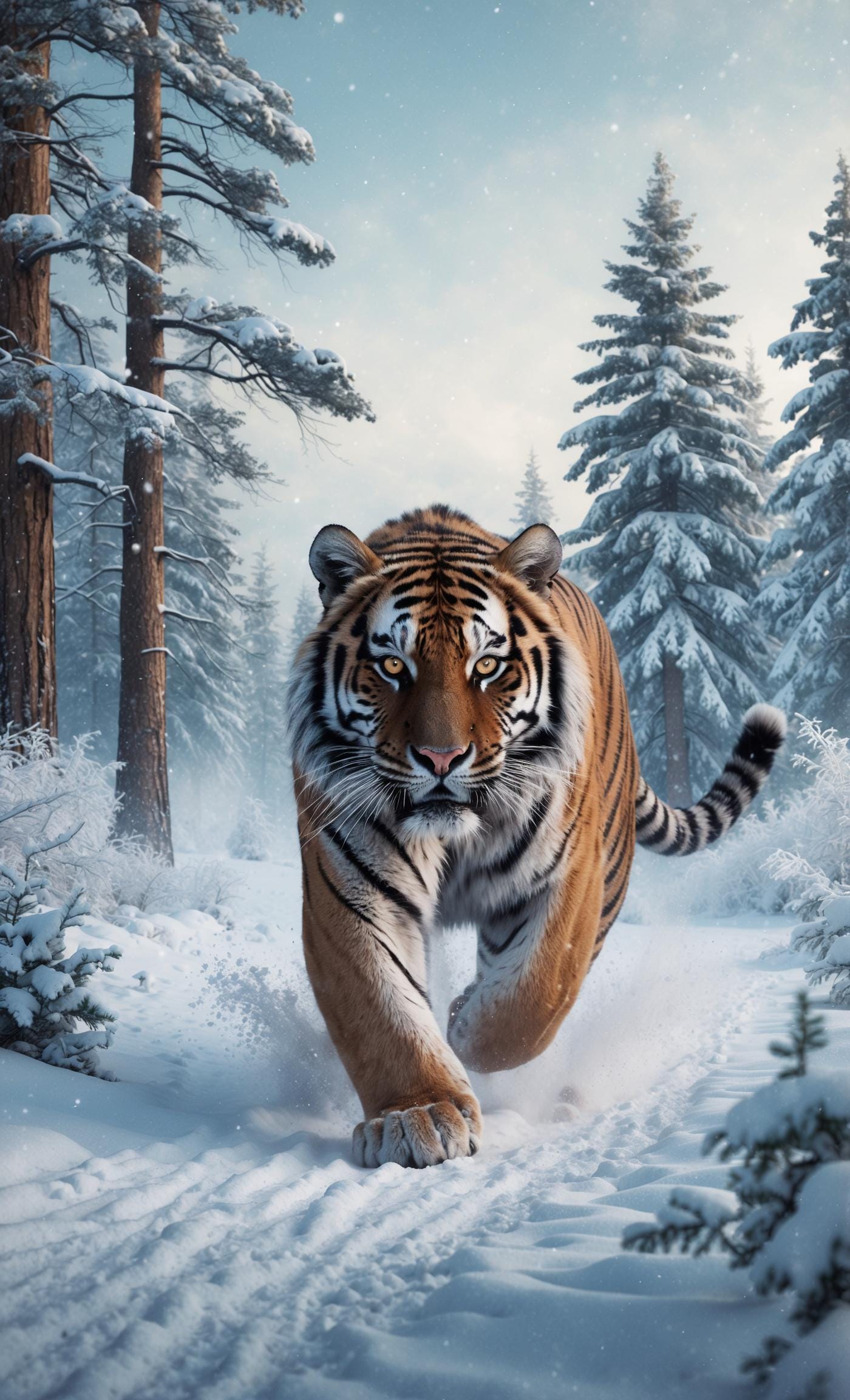 Majestic Siberian Tiger in Snowy Forest - Digital Art Download - Etsy