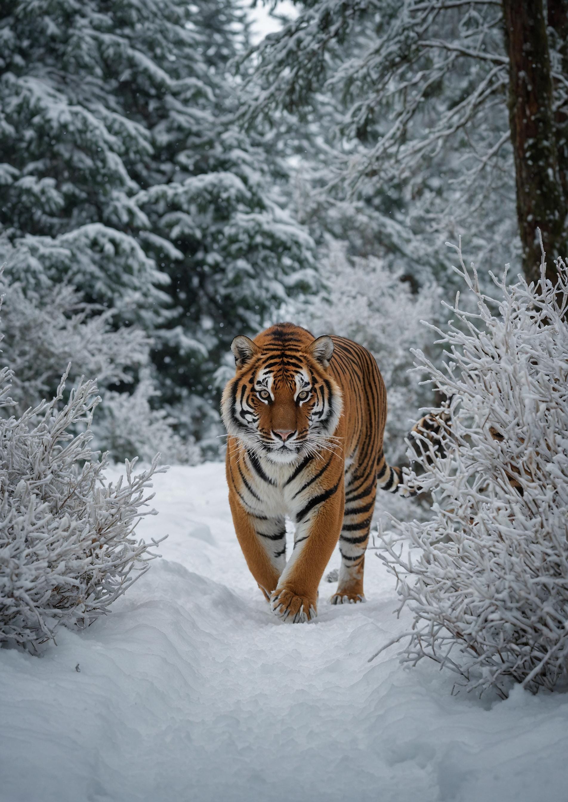Majestic Siberian Tiger in Snowy Forest - Digital Art Download - Etsy
