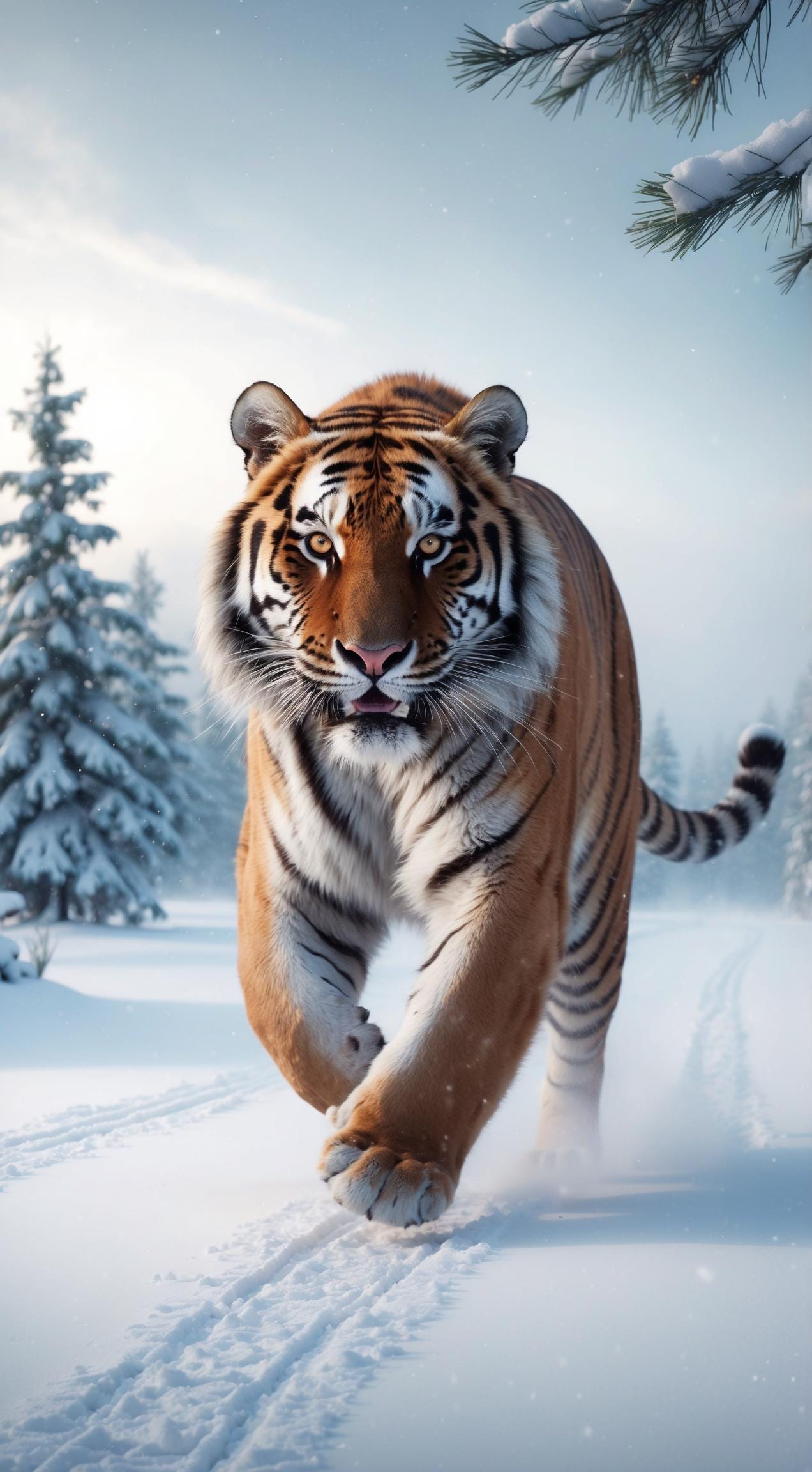 Majestic Siberian Tiger in Snowy Forest - Digital Art Download - Etsy