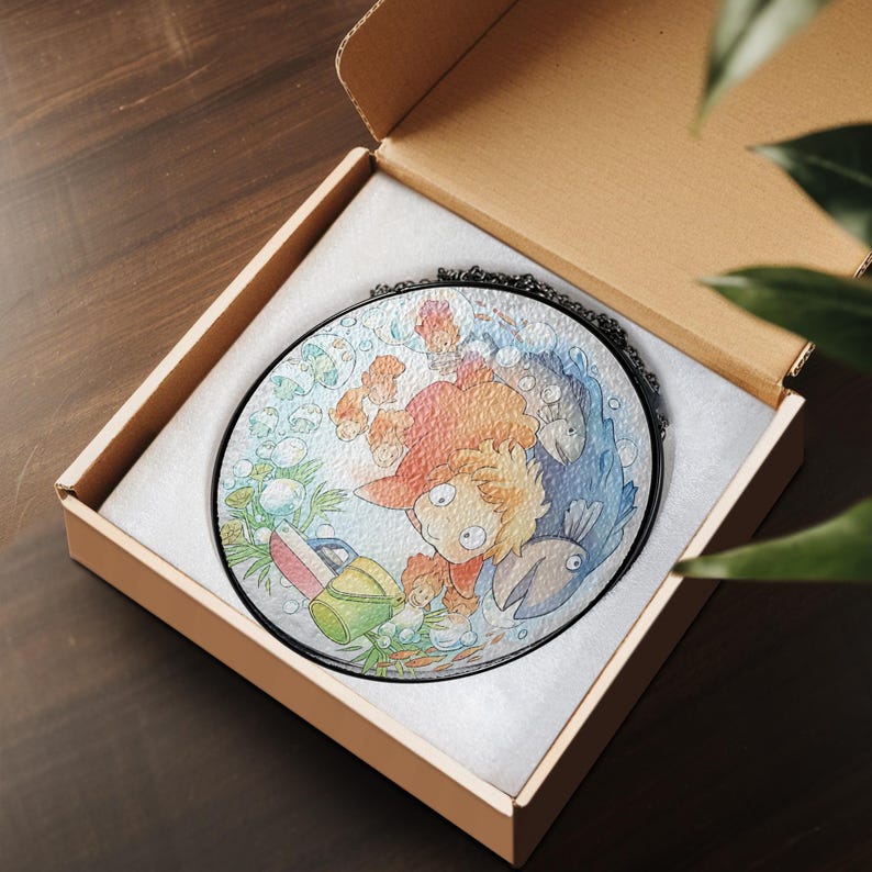 Ponyo Stained Glass Sun Catcher – Ponyo and Friends Underwater Scene ...