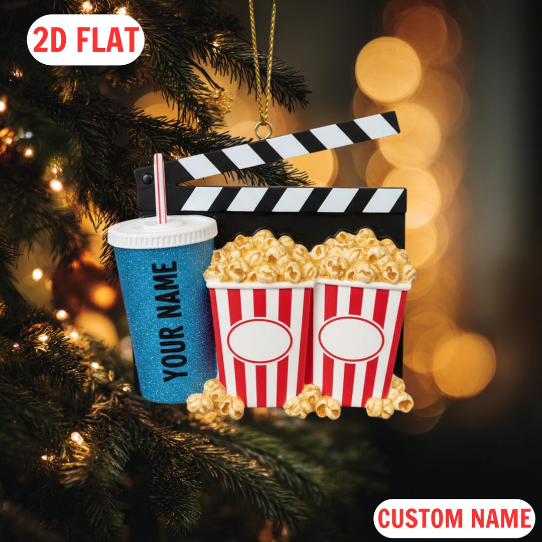 Personalized Cinema Lover Christmas Ornament, Custom Popcorn Ornament ...