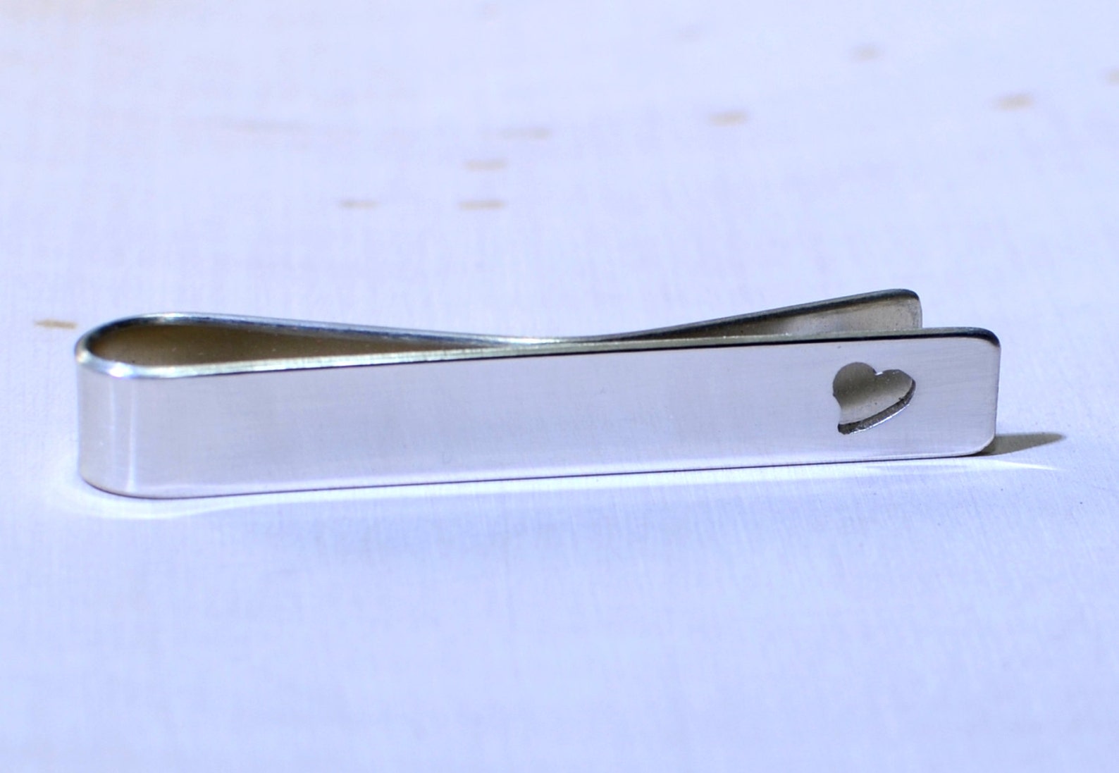 Sterling Silver Tie Clip With Heart Cut Out for Father's | Etsy