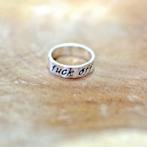 Elegant Sterling Silver Fu'k off Ring in Solid 925 With Fancy Font for ...