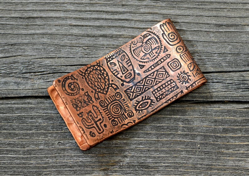 Copper Money Clip With a Native Primitive Pattern All Over - Etsy