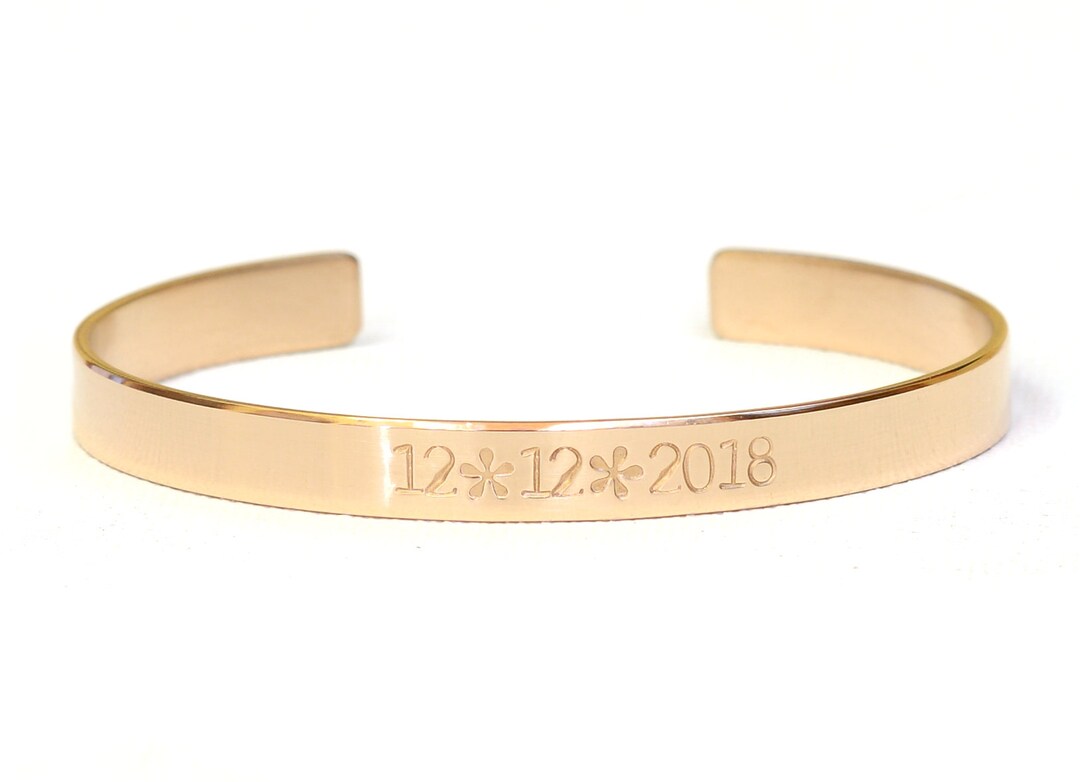 Celebrate the Date in Solid 14k Gold Bracelet - GB1120182 - Etsy