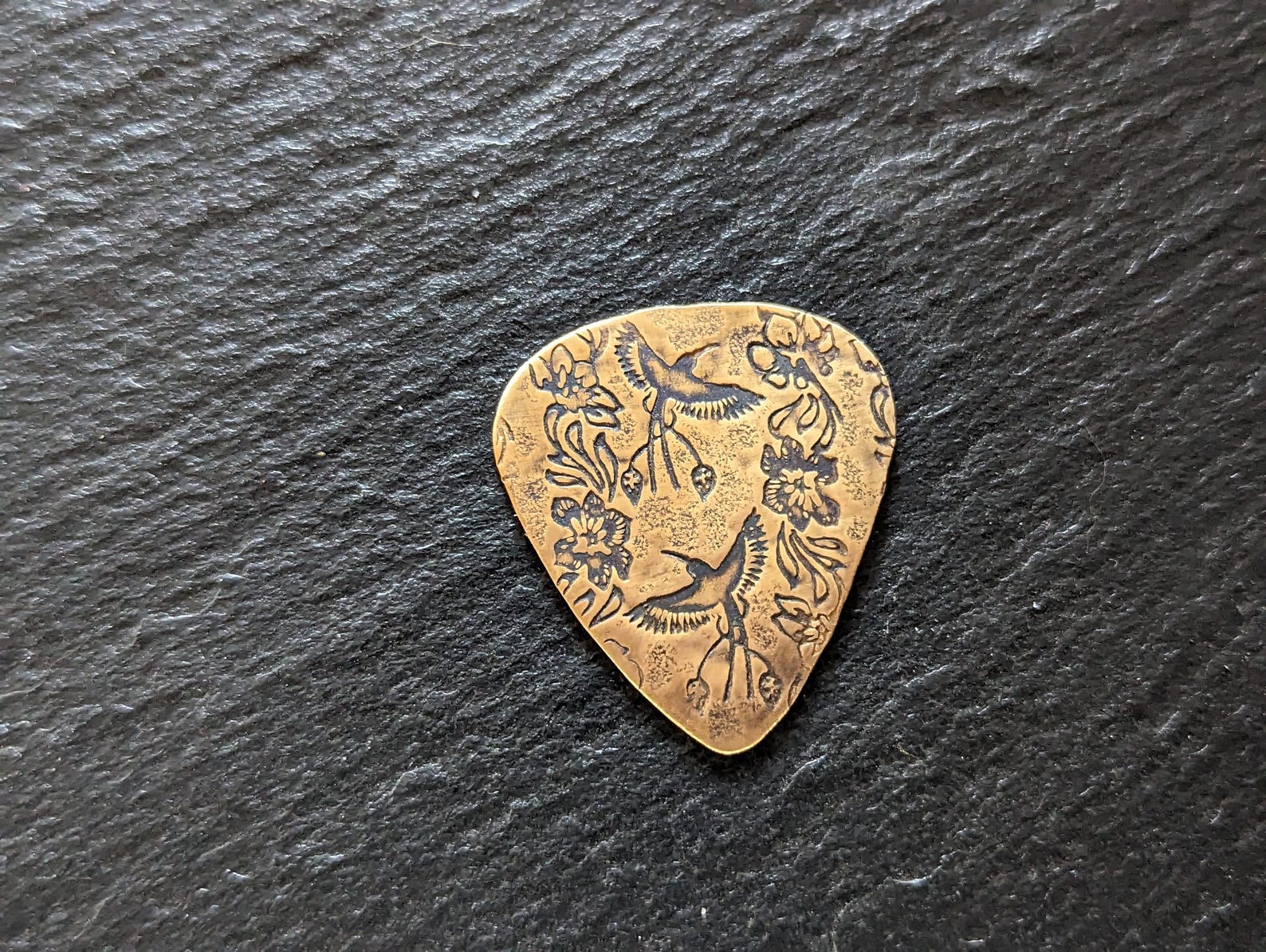 Handmade Bronze Guitar Pick – Birds of Paradise, Hammered Texture - Etsy