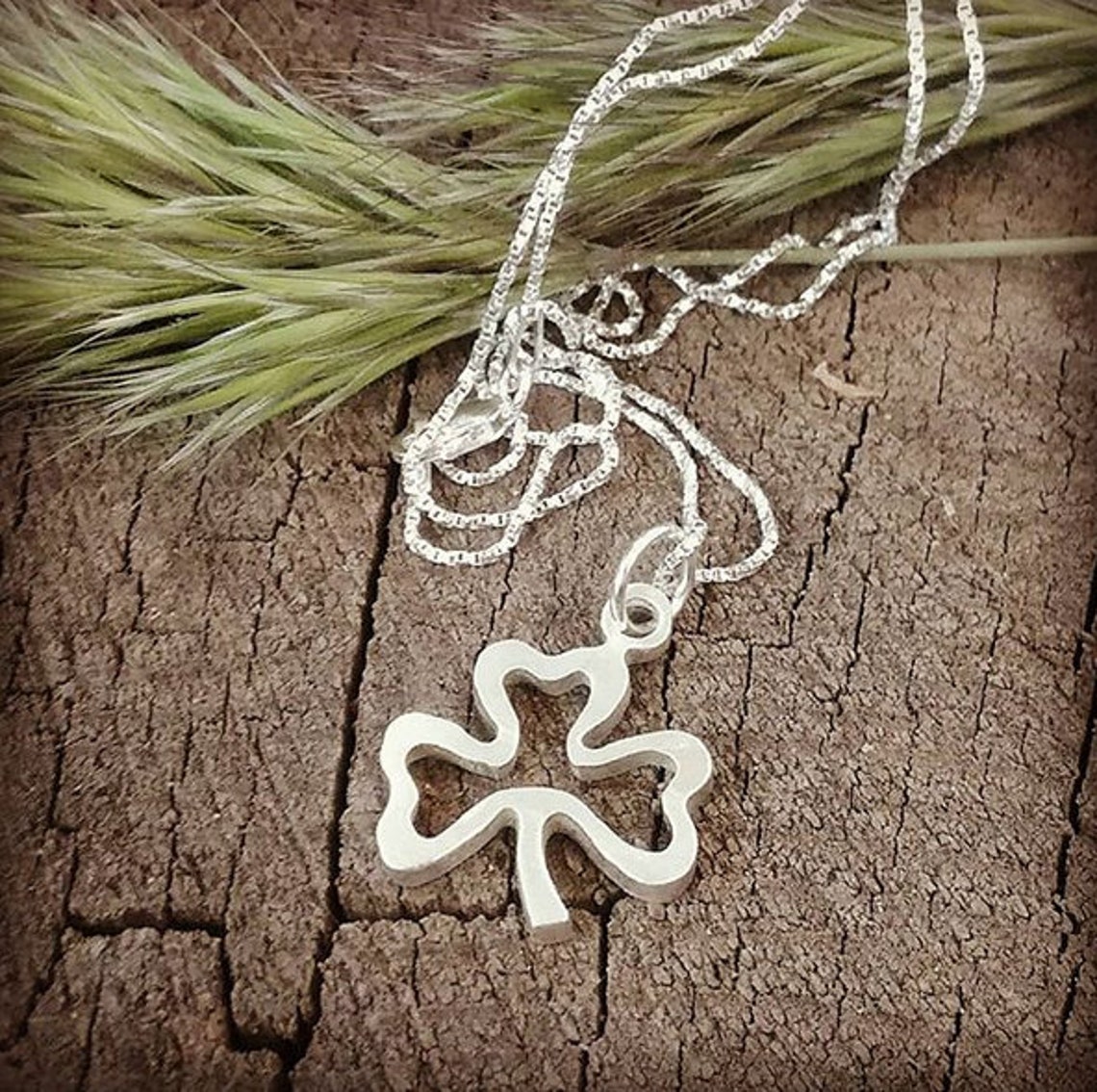 Silver Irish Shamrock Cham Necklace Hand Carved Shamrock - Etsy