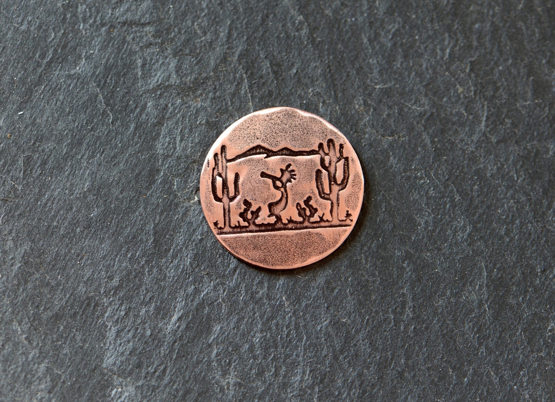 Copper Golf Ball Marker With Saguaro Cacti and Kokopelli - Non Magnetic ...