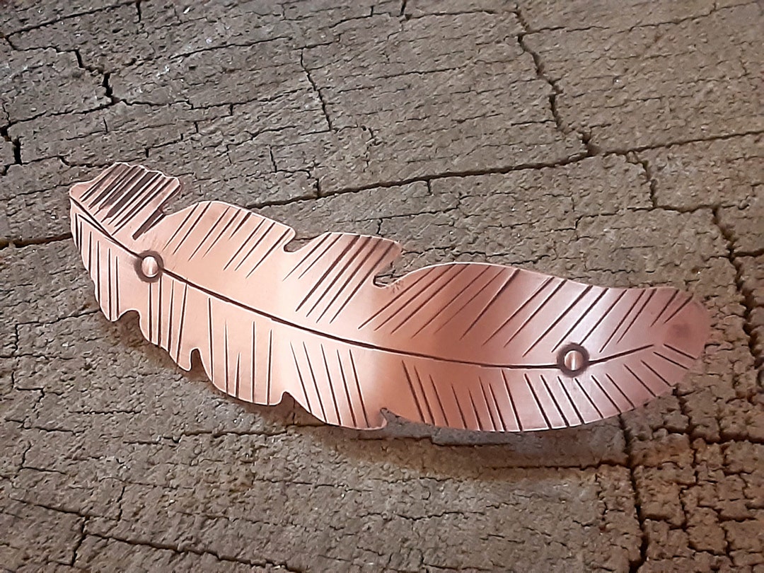 Copper Feather Hair Barrette - Handmade Hair Clip - Feather Hair Tie - Etsy