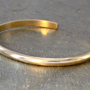 Dainty Solid 14k Gold Cuff Bracelet Half Round With Mirror Finish ...