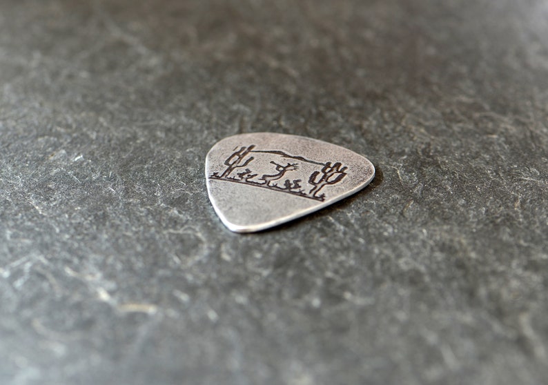 Sterling Silver Guitar Pick - Playable With Kokopelli and Saguaro Cacti ...