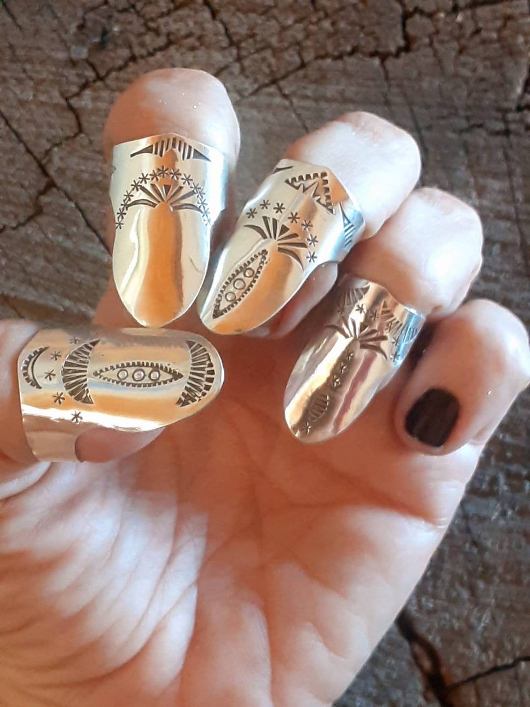 Sterling Silver Fingernail Rings - Boho Nail Rings - Finger Picks for ...