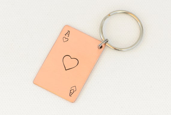 Playing Card Copper Keychain With Space to Personalize on Back | Etsy