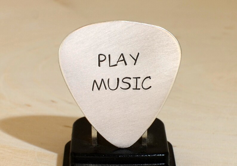Guitar Pick Handmade and Hand Stamped With Play Music in - Etsy
