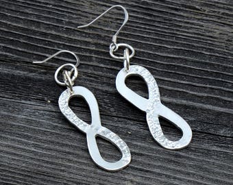 Tiny Infinity Drop Earrings in Sterling Silver, Dangle Infinity ...