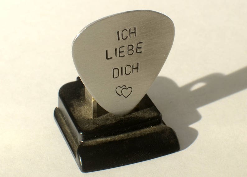 Silver Guitar Pick Ich Liebe Dich Handmade - I Love You in German - Etsy