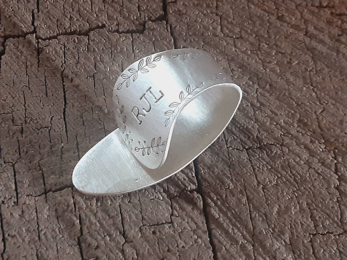Sterling Silver Thumb Pick Customized With Your Initials | Etsy
