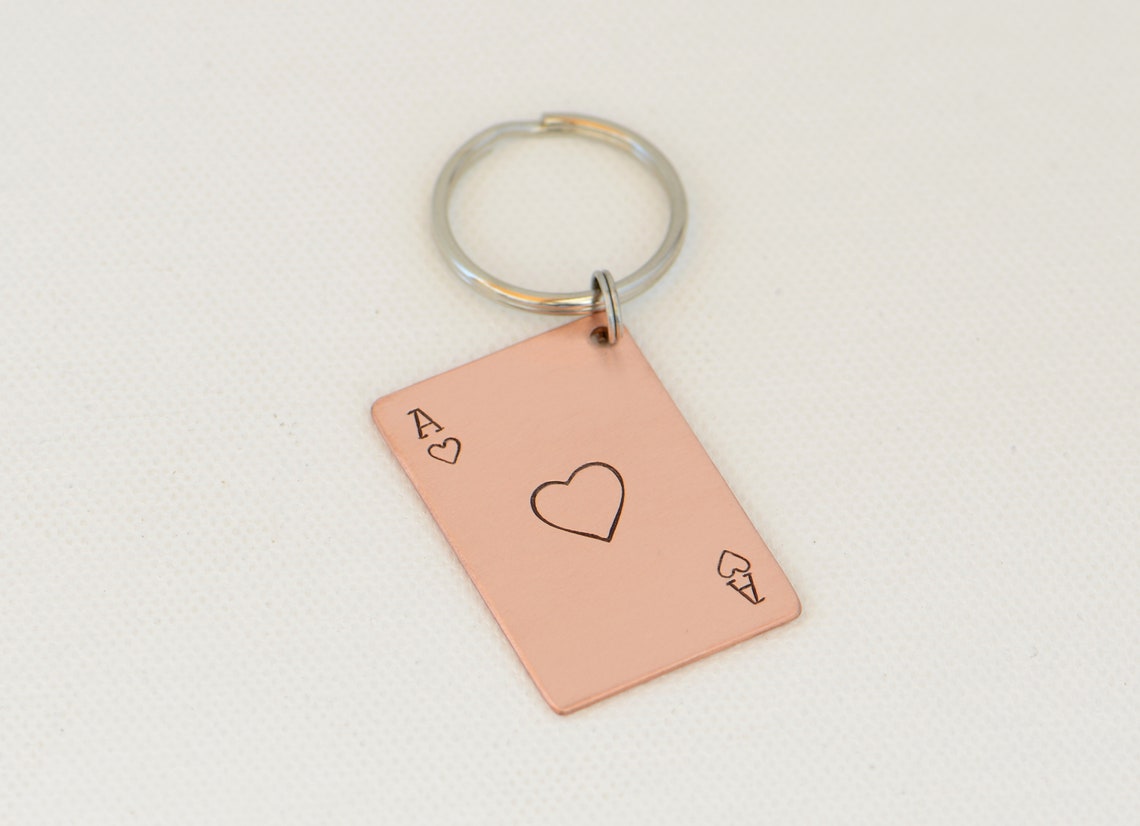 Playing Card Copper Keychain With Space to Personalize on Back - Etsy
