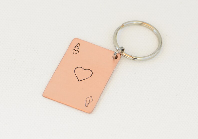 Playing Card Copper Keychain With Space to Personalize on Back - Etsy