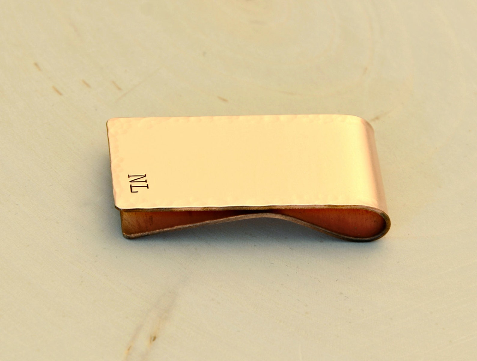Personalized Hammered Copper Money Clip Hand for 7th Anniversaries ...