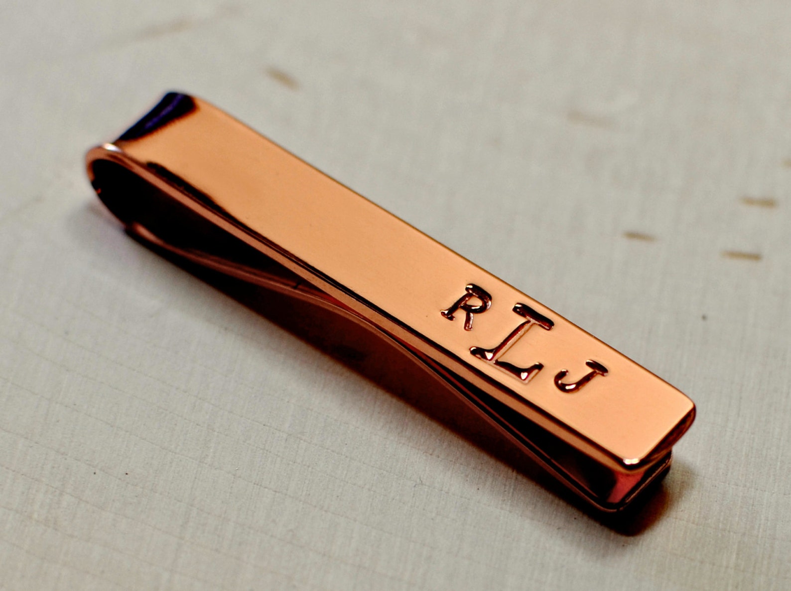 Personalized Monogram Copper Tie Clip for Fashion Statements | Etsy