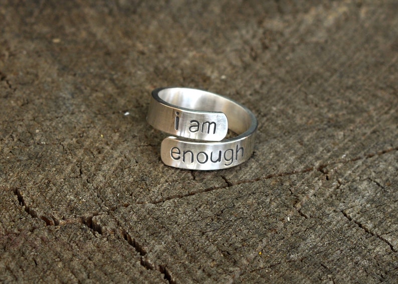 I Am Enough Inspirational Message Ring in 925 Sterling Silver - Etsy