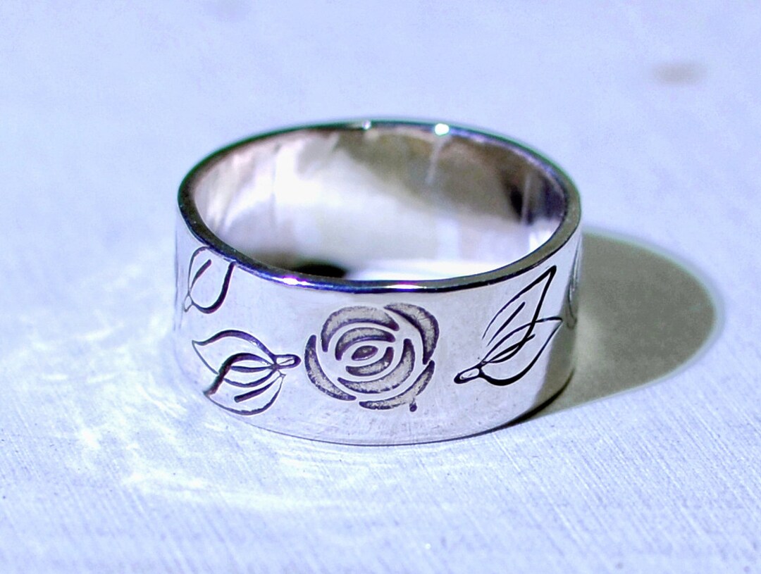 Sterling Silver Rose Ring - Etsy