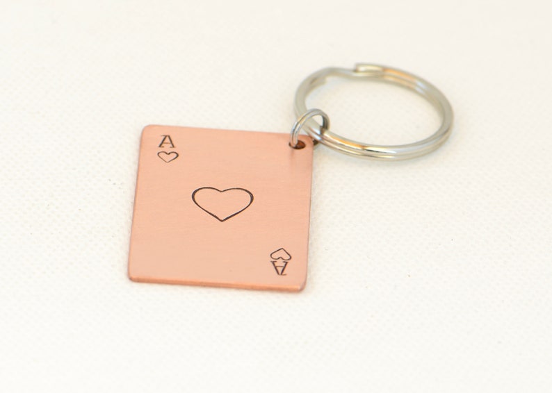 Playing Card Copper Keychain With Space to Personalize on Back - Etsy