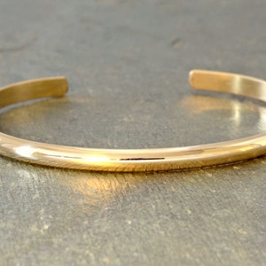 Dainty Solid 14k Gold Cuff Bracelet Half Round With Mirror Finish ...