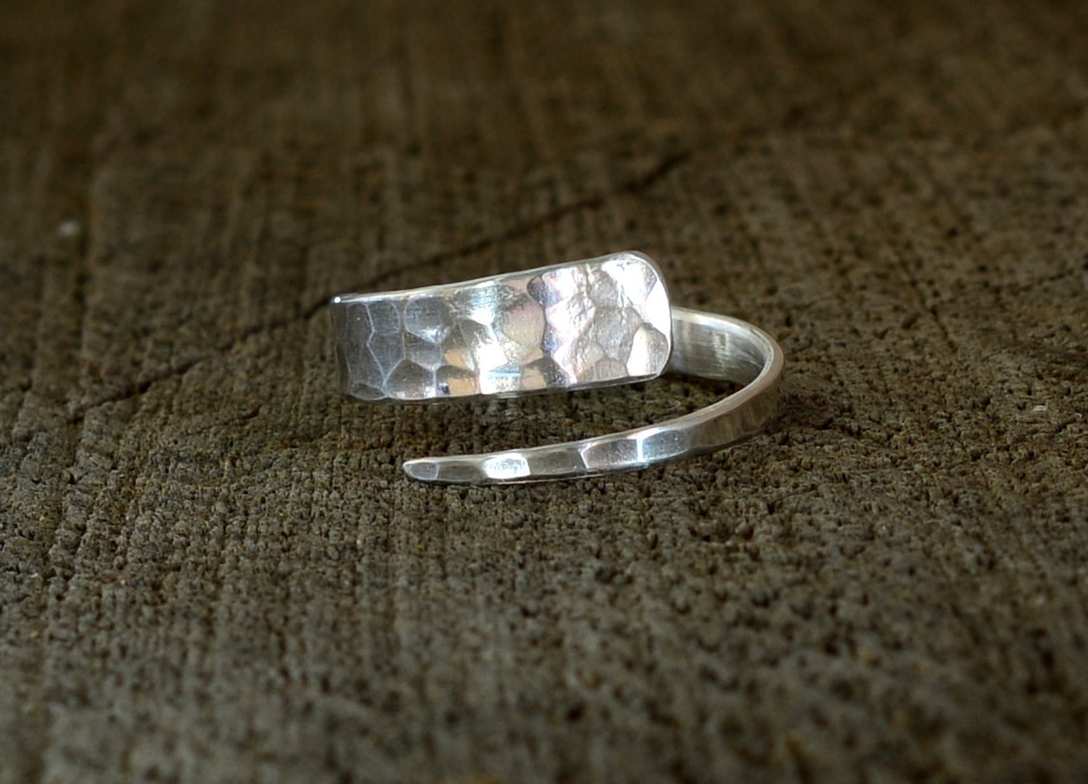 Hammered Sterling Silver Wrap Ring – 925 Bypass Style Ring - RG11201818 ...