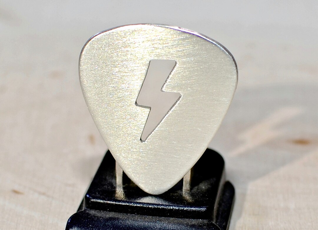 Lightning Bolt Sterling Silver Guitar Pick - Can Be Personalized With ...