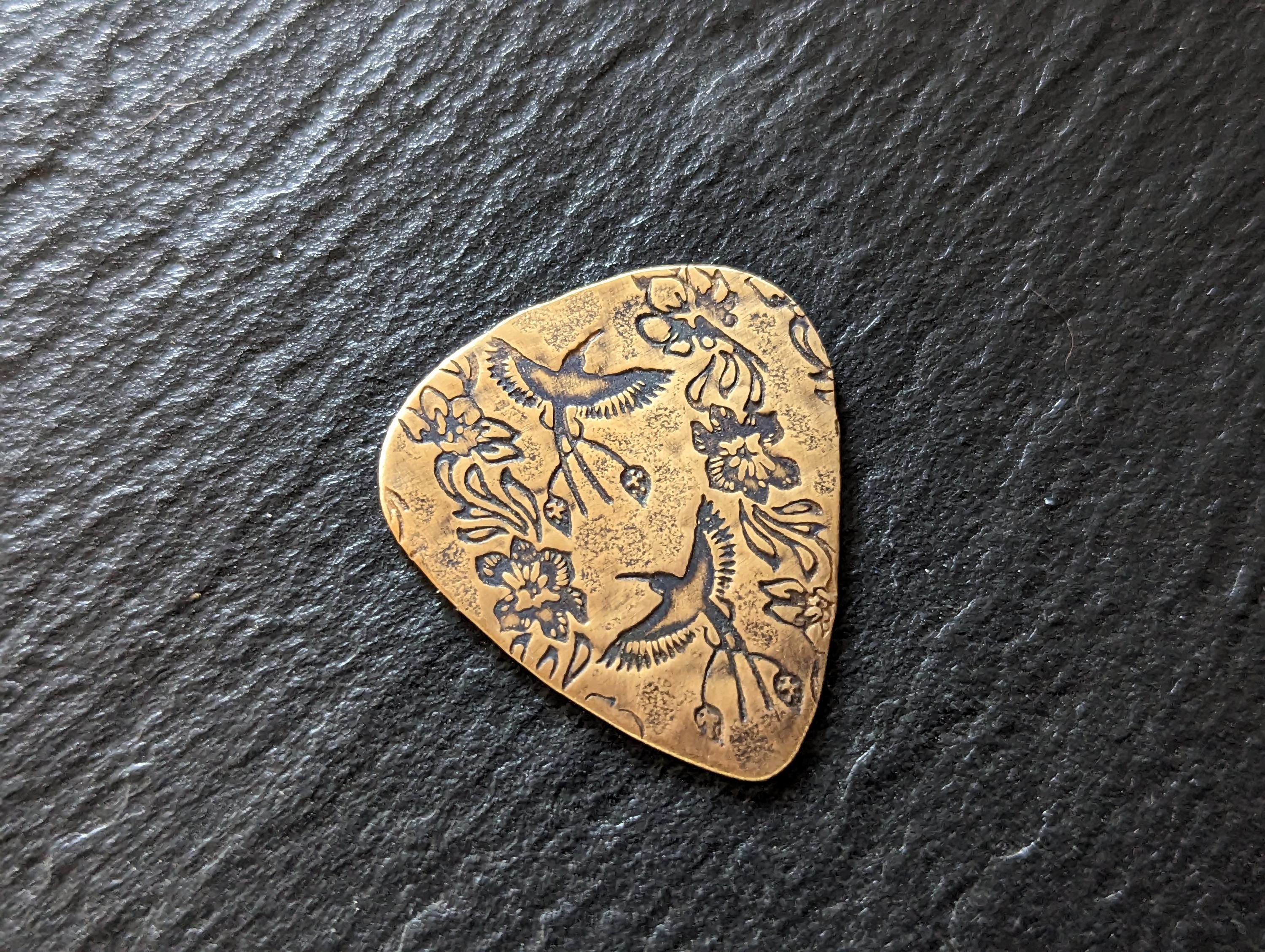 Handmade Bronze Guitar Pick – Birds of Paradise, Hammered Texture - Etsy